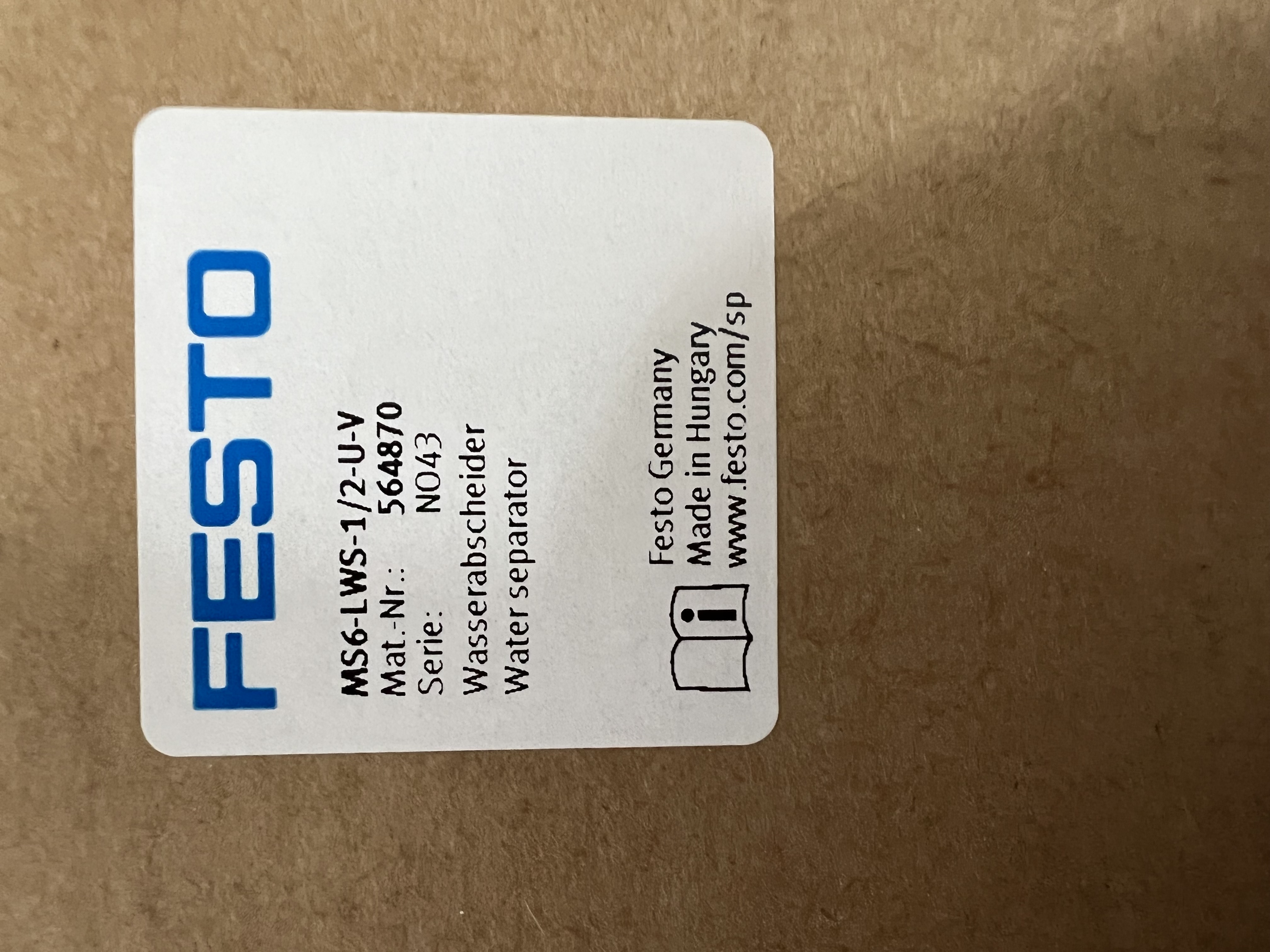 MS6-LWS-1/2-U-V / Water Separator / FESTO