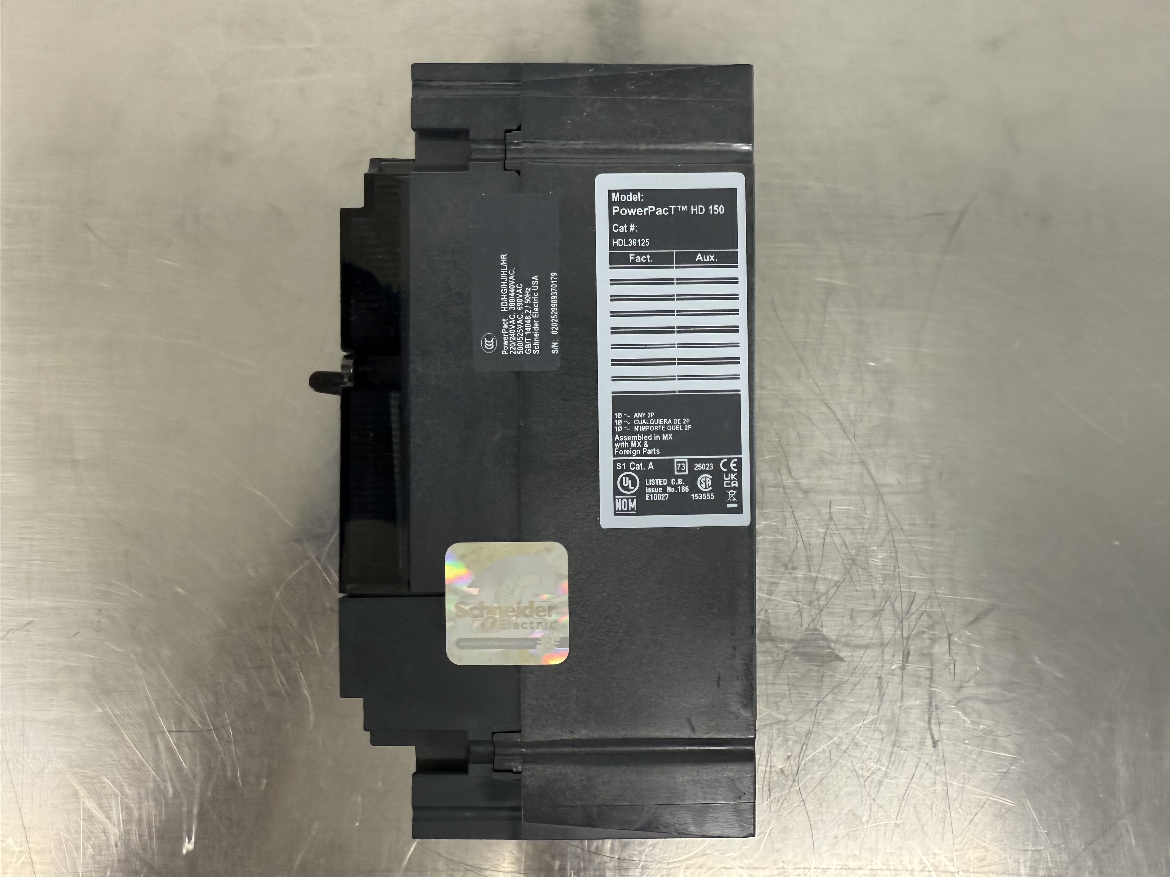 HDL36125 / SQD Powerpact MCCB H-FRAME 600V 14KA 3P 125A / SCHNEIDER ...
