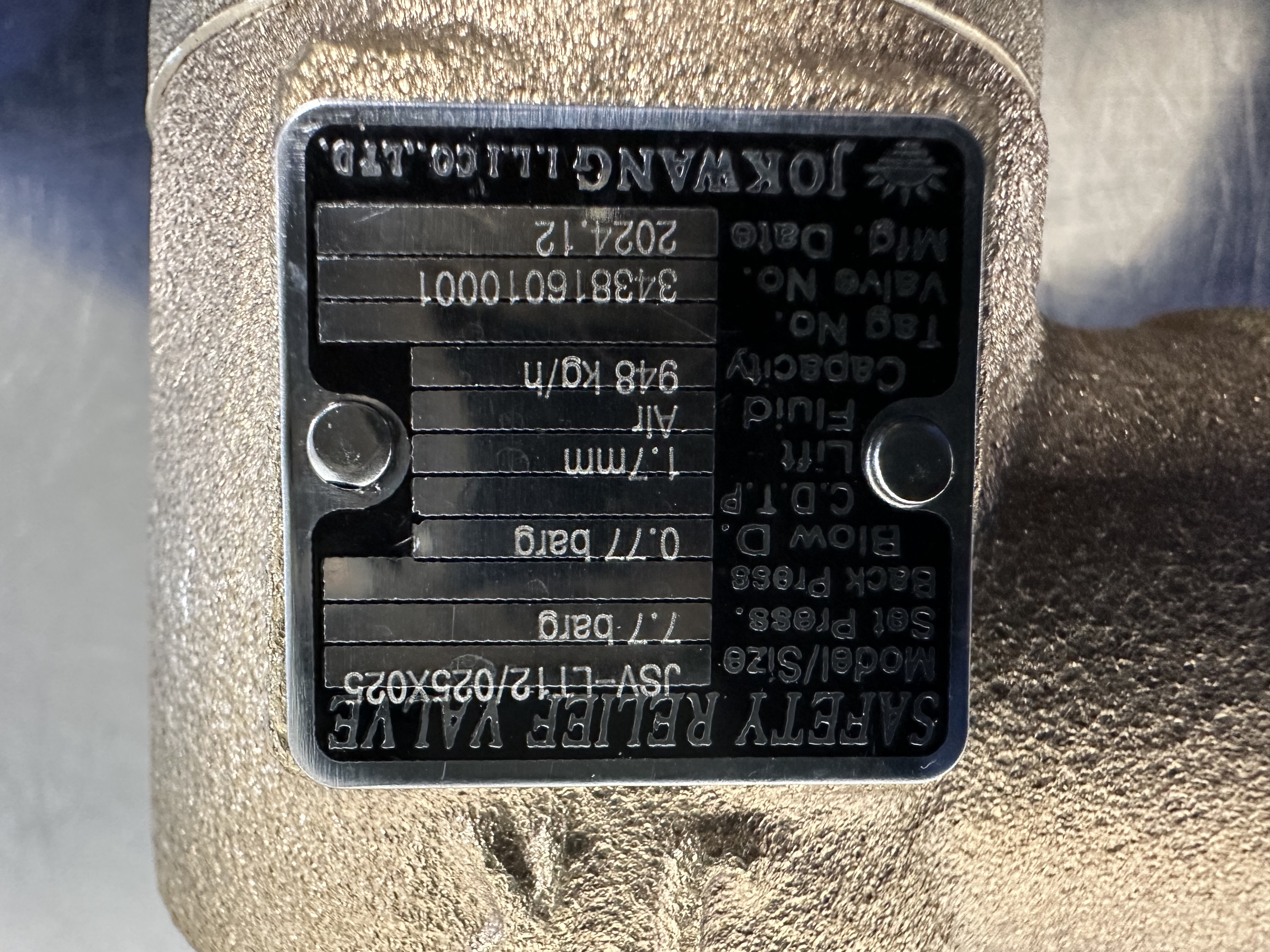 JSV-LT12-25A / Lift Type Safety Relief Value / JOKWANG ILI