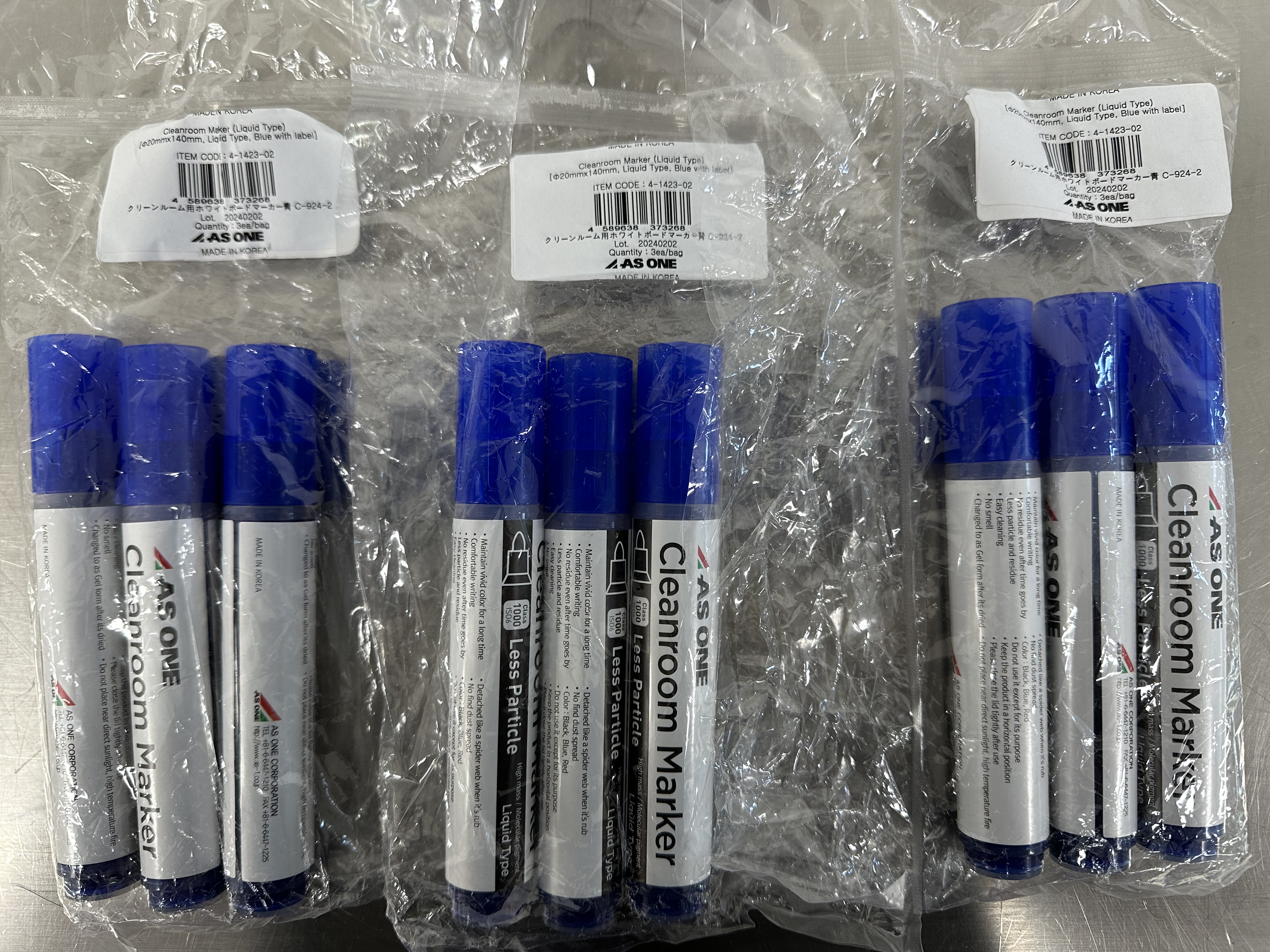 4-1423-01 / Cleanroom White Board Marker Black Color / ASONE