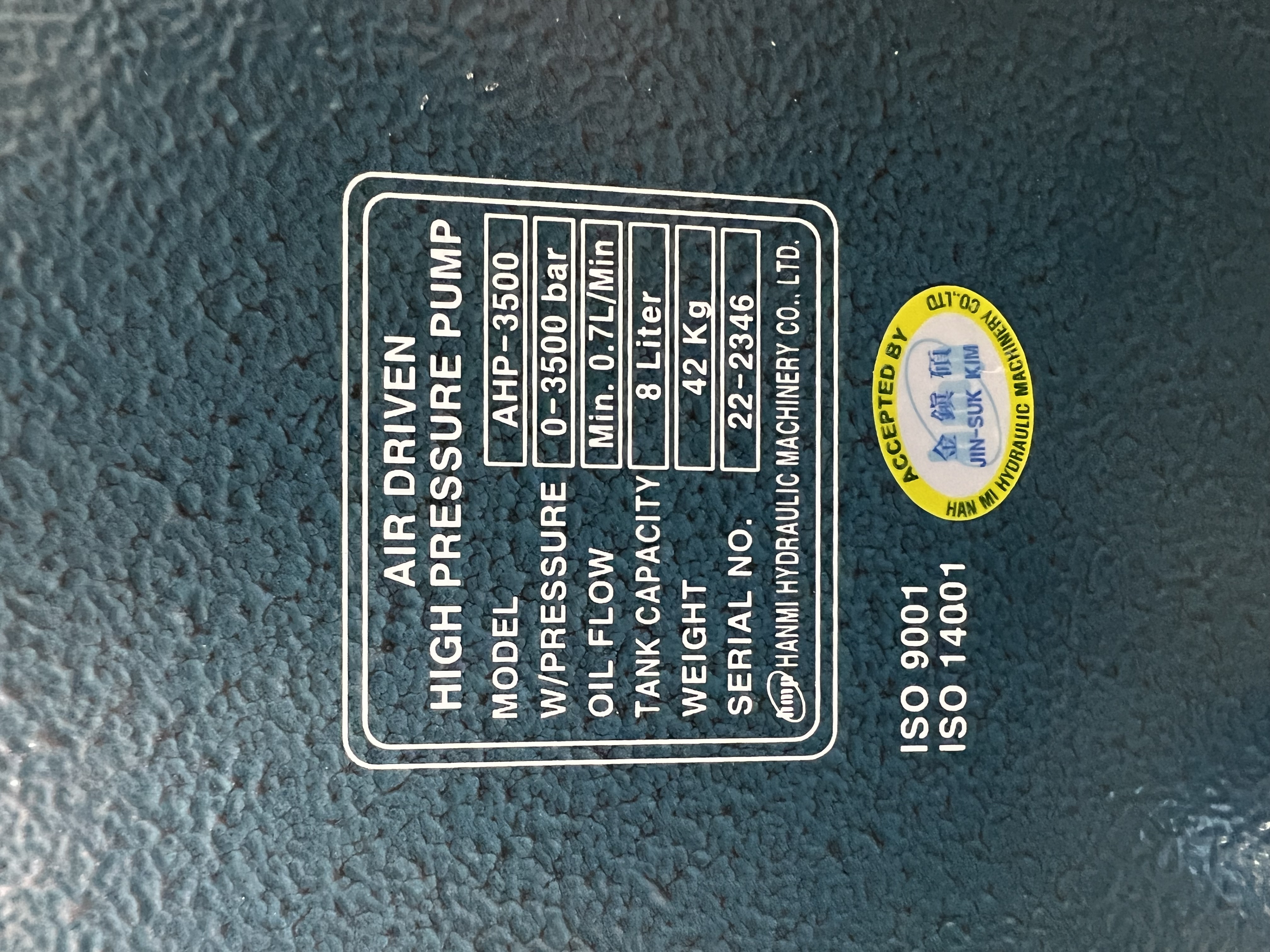 AHP-3500 / Air Driven High Pressure Pump / HANMI HYDRAULIC MACHINERY (HMP)