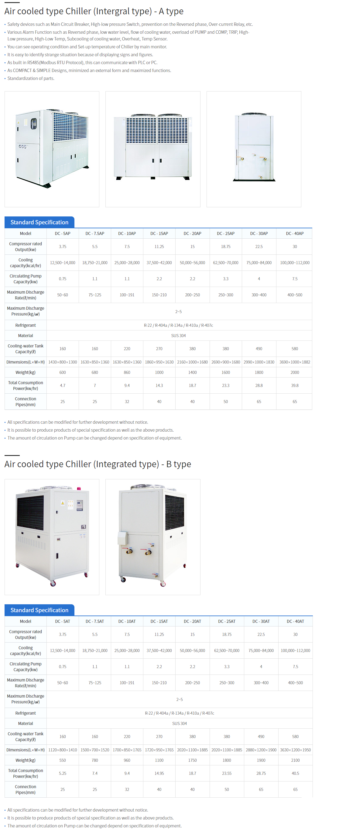 Air cooled type Chiller (Intergral type) DC-AP,AT Series by DOOIL ...