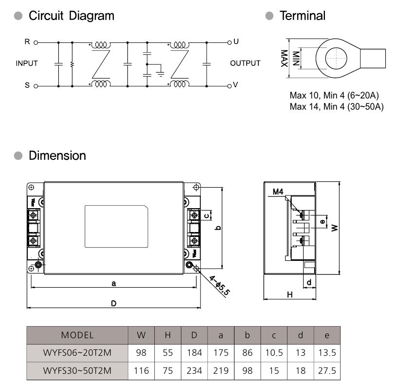 Noise Filter 1P-Multi-Stage WYFS06T2M,WYFS10T2M,WYFS15T2M,WYFS20T2M ...