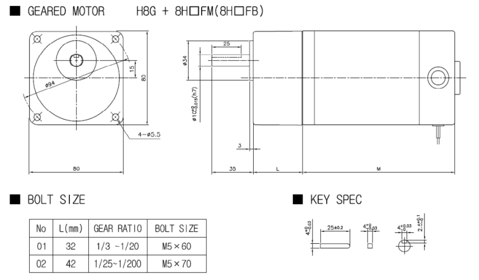 DC Motor (H8G Gear Type 60 - 90W) H8G12-60,H8G12-90,H8G24-60,H8G24-90 ...