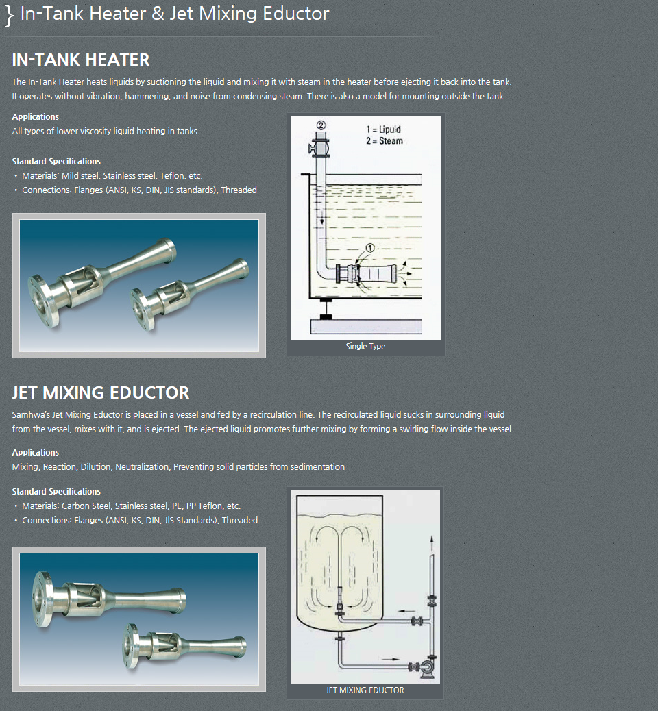 In-Tank Heater & Jet Mixing Eductor by Samhwa - Komachine Supplier ...
