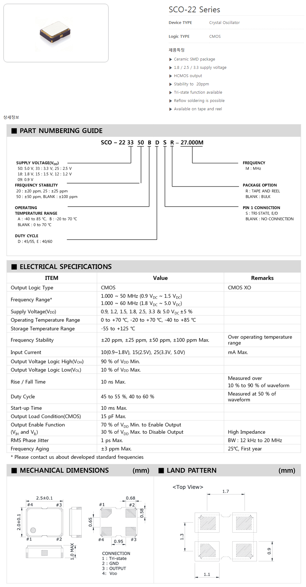 Crystal Oscillator SCO-22 Series by 써니전자(주) - 코머신 판매자 소개 및 제품 소개