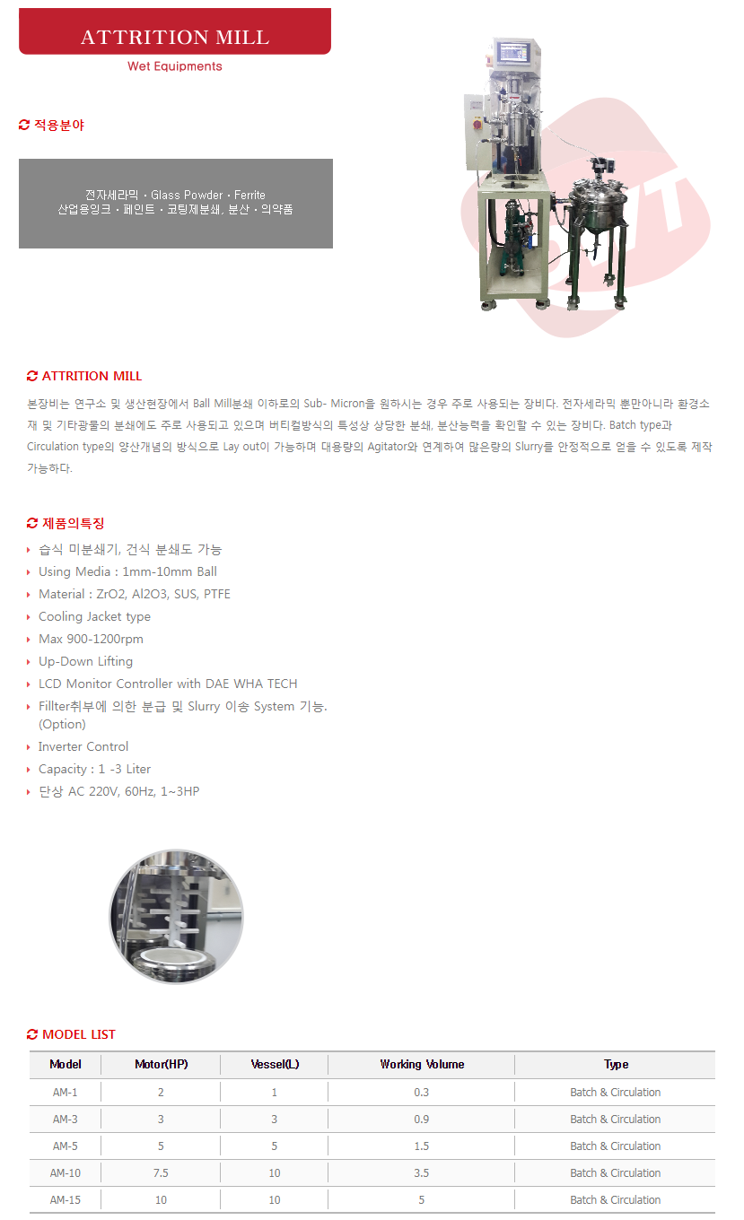 Attrition Mill AM-Series by (주)대화테크 - 코머신 판매자 소개 및 제품 소개