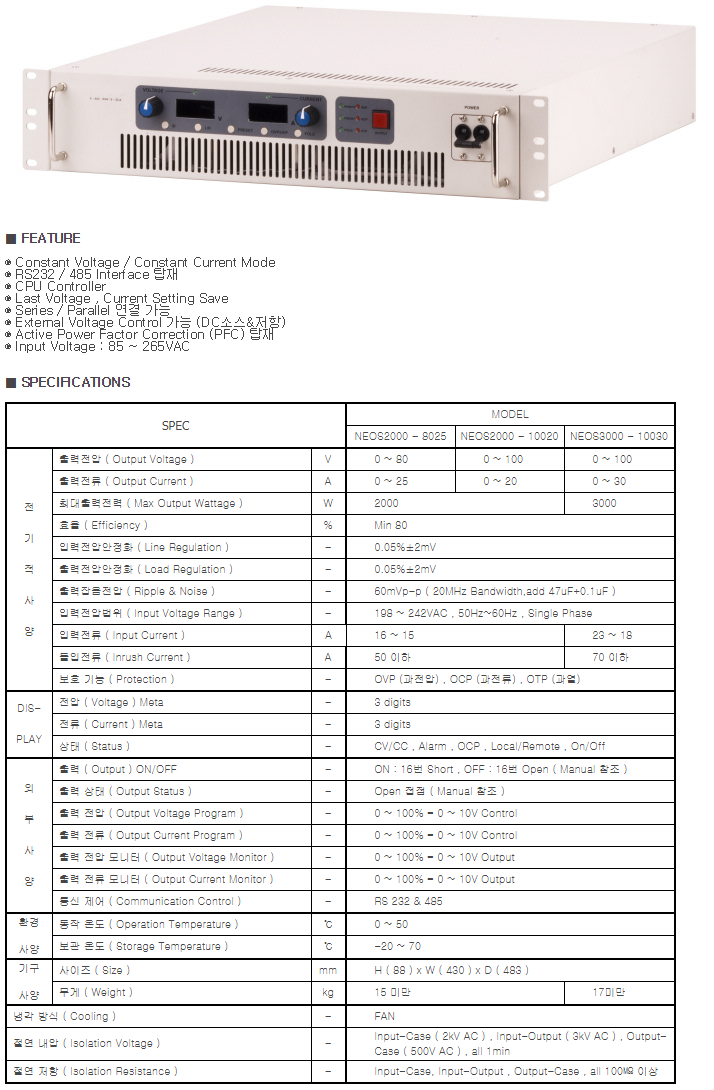 Programmable Variable SMPS (가변형 스위칭 파워) NEOS- 2kW & 3KW by (주)다우나노텍 ...
