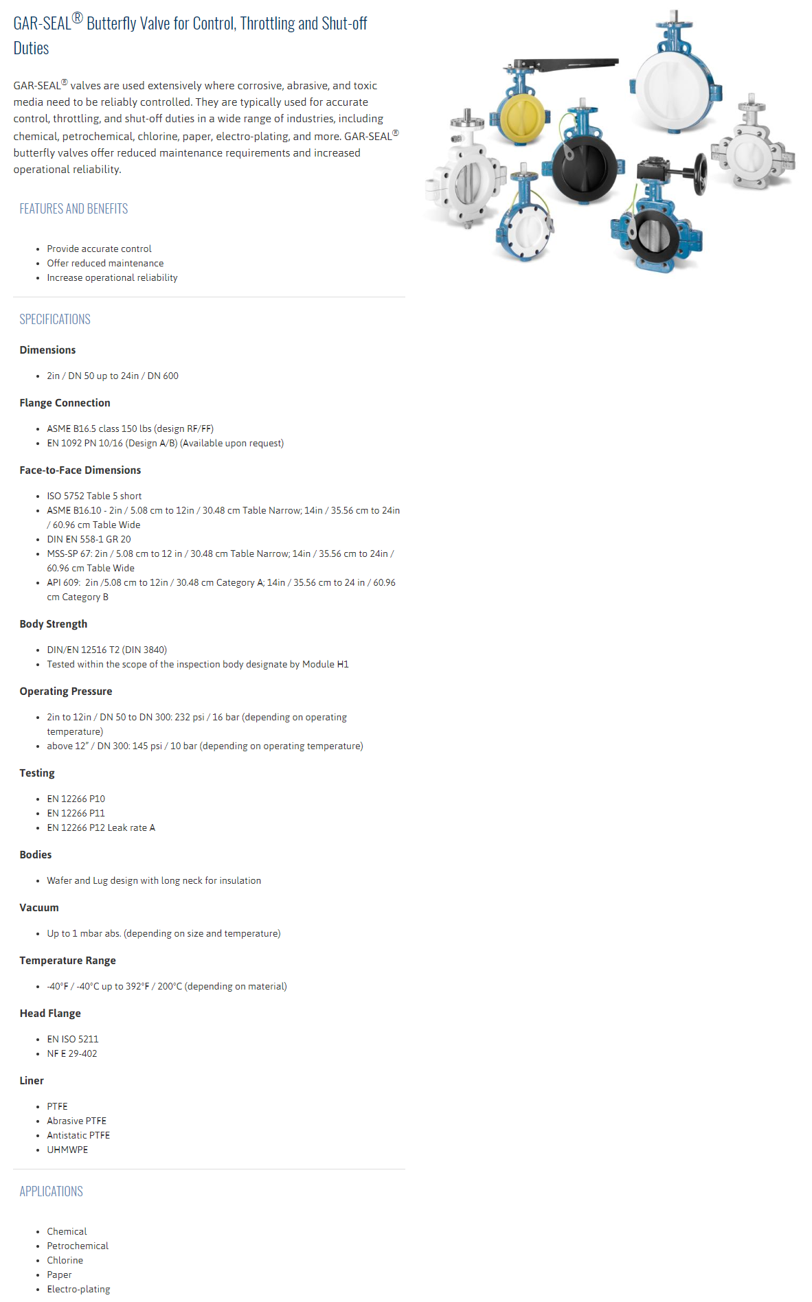 GAR-SEAL® Butterfly Valves by (주)삼성정밀엔지니어링 - 코머신 판매자 소개 및 제품 소개