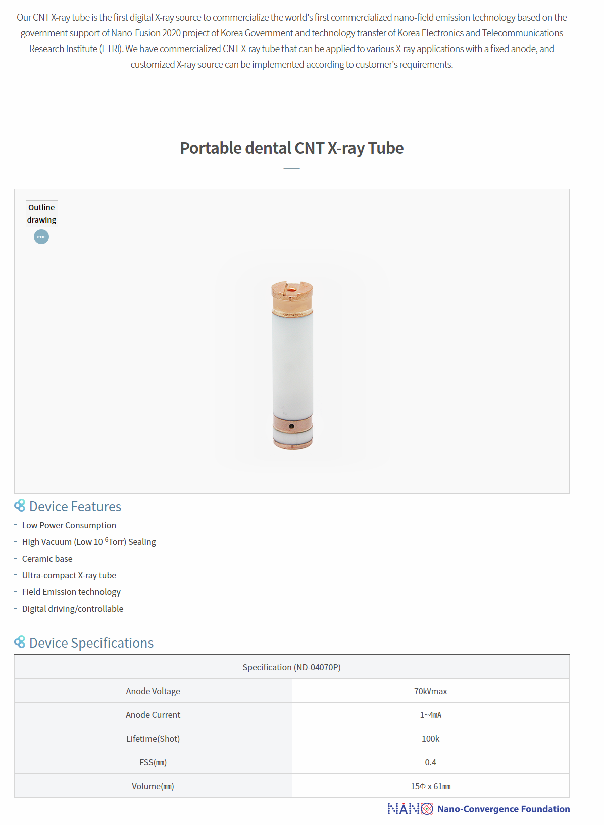 Portable dental CNT X-ray Tube by VSI - Komachine Supplier Profile and ...
