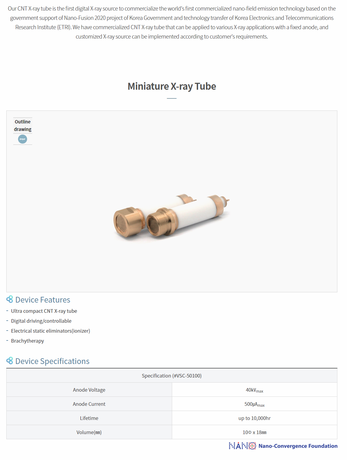 Miniature X-ray Tube