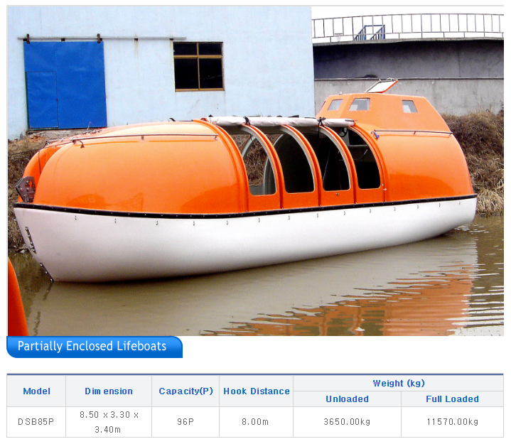 DSB Engineering Partially Enclosed Lifeboats DSB85P