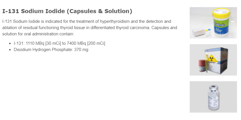 I-131 Sodium Iodide (Capsules & Solution) by Samyoung Unitech ...