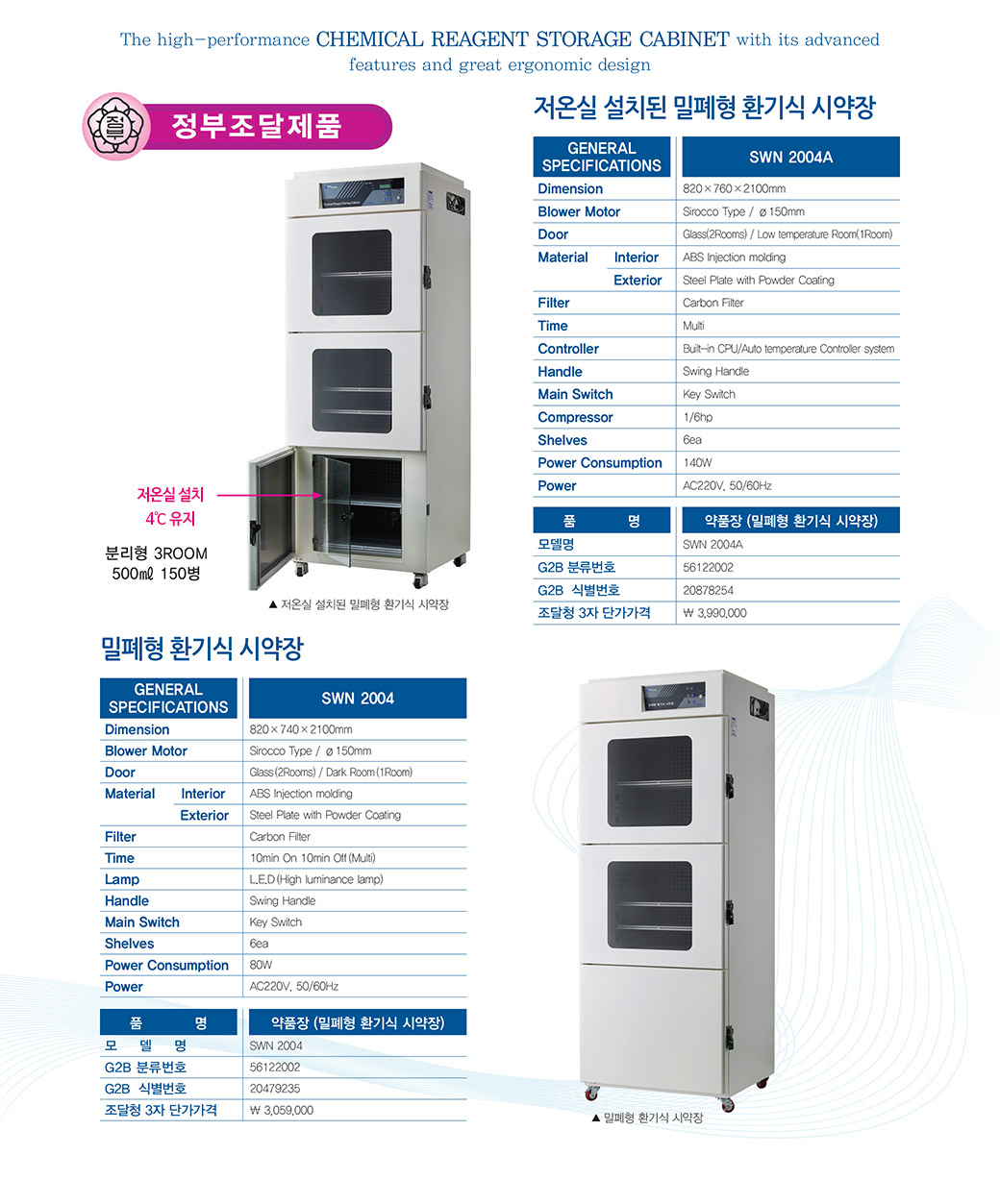밀폐형 환기식 시약장 SWN-2004 by (주)신생 - 코머신 판매자 소개 및 제품 소개