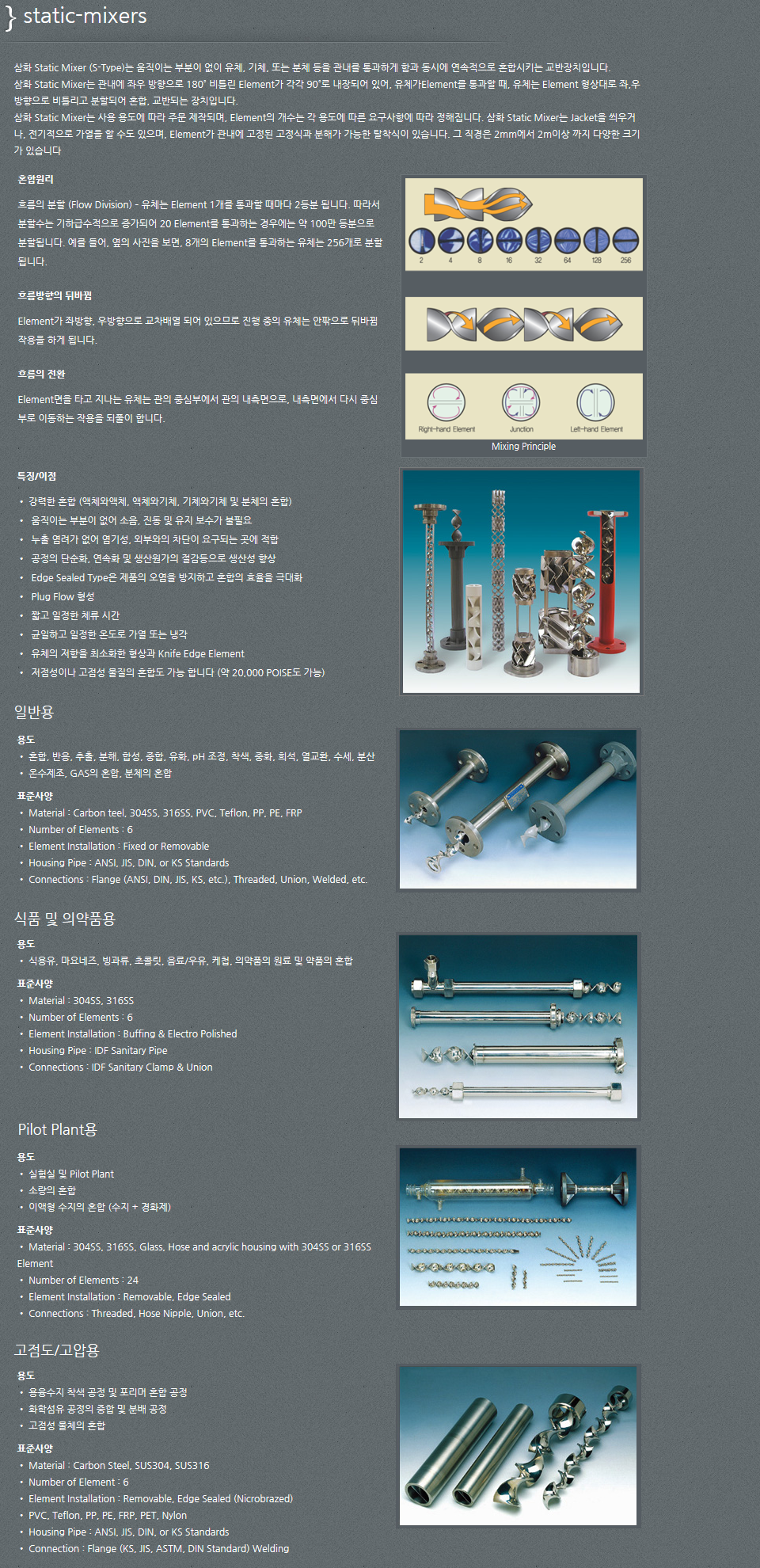 Static Mixers by (주)삼화제작소 - 코머신 판매자 소개 및 제품 소개