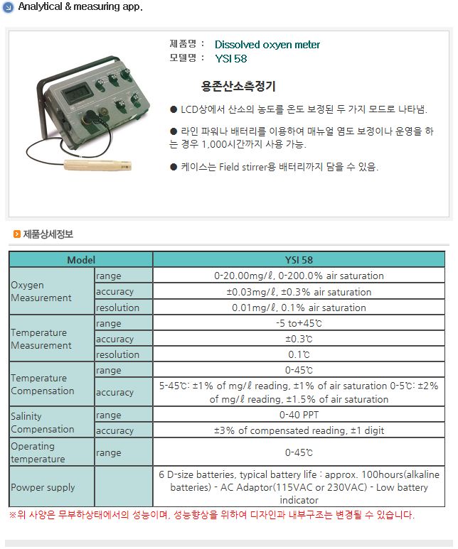 용존산소측정기 YSI 58 by JISICO - Komachine Supplier Profile and Product List