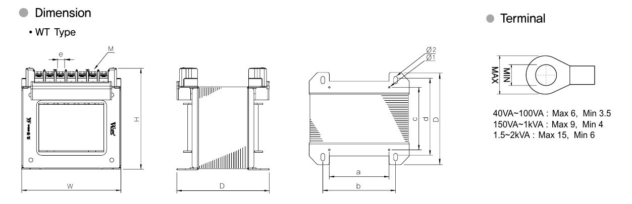 1Phase Transformer - WT type (Terminal type) WYTB-1540AP,WYTB-1560AP ...