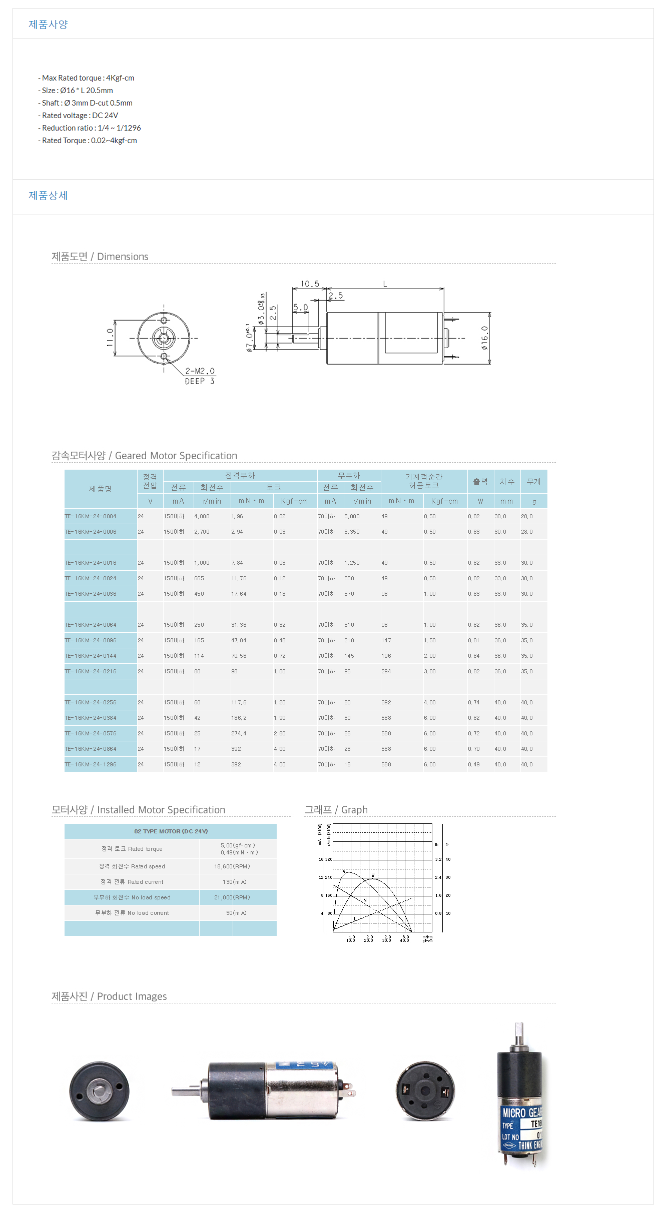 유성기어 감속모터 TE-Series by (주)디엔지위드 - 코머신 판매자 소개 및 제품 소개